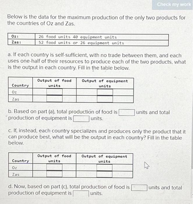 Solved Below is the data for the maximum production of the | Chegg.com