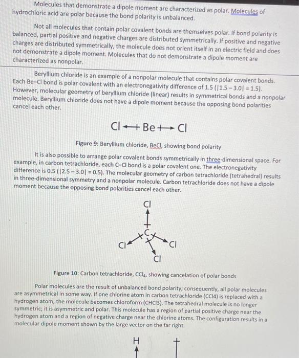 Solved Part c: Bonding and Polarity In this experiment you | Chegg.com