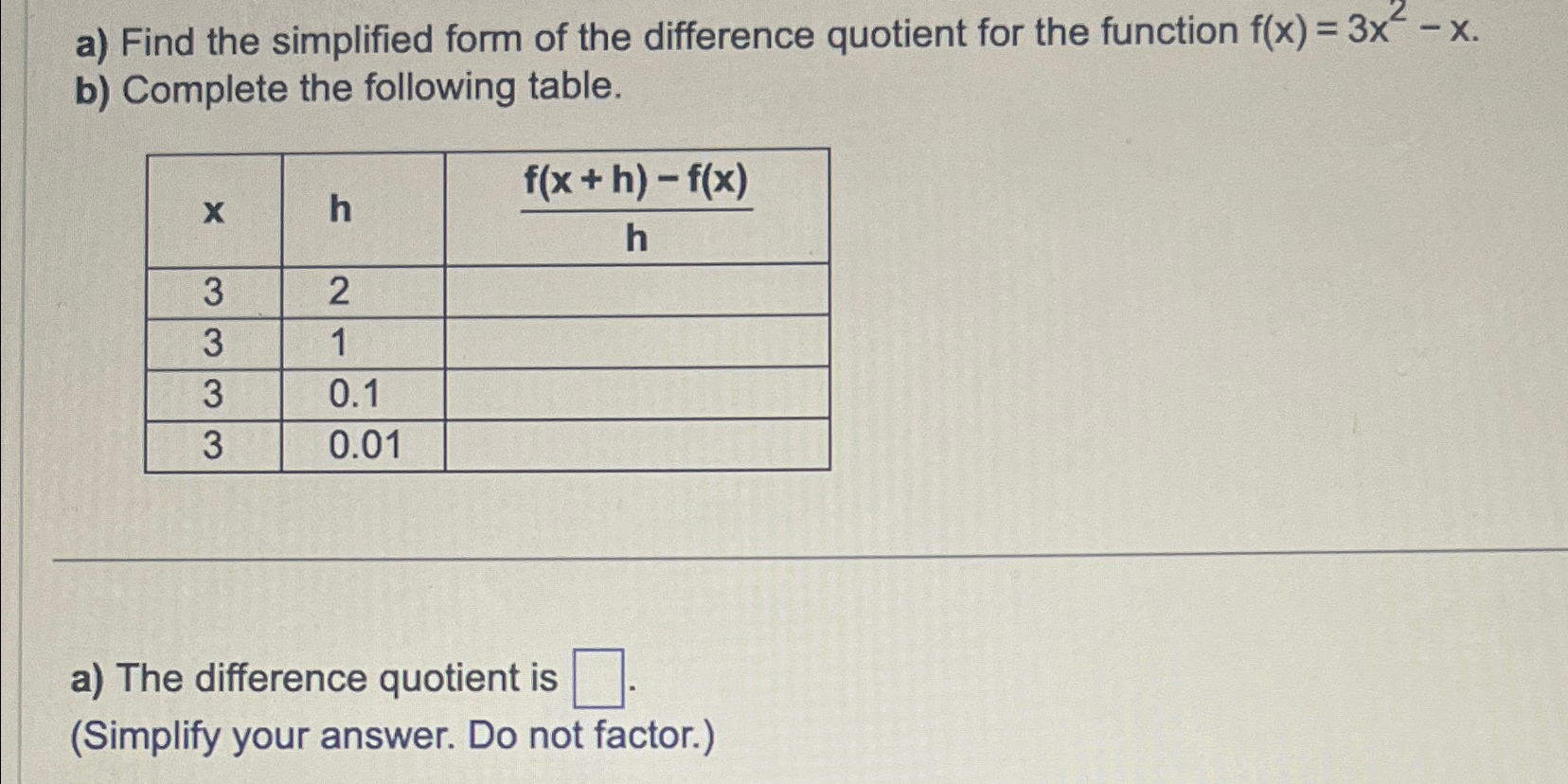 Solved a) ﻿Find the simplified form of the difference | Chegg.com