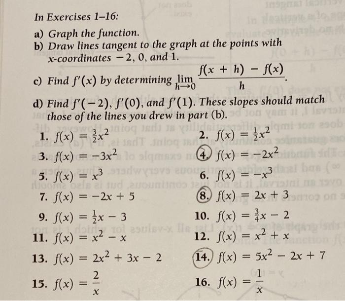 Solved In Exercises 1-16: a) Graph the function. b) Draw | Chegg.com
