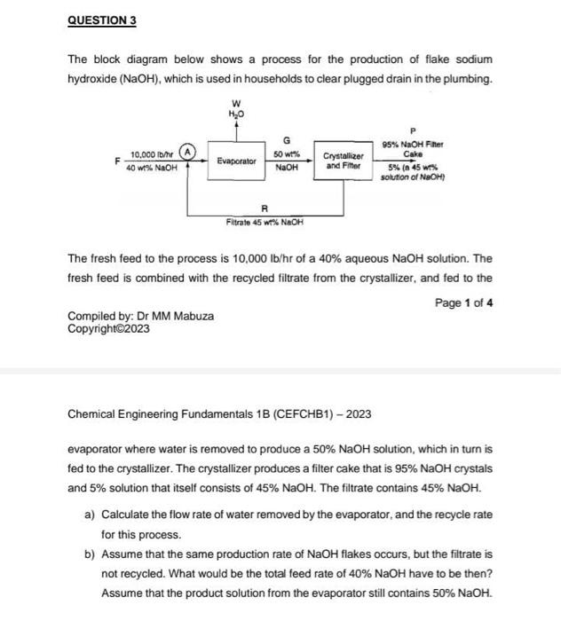Solved The block diagram below shows a process for the | Chegg.com