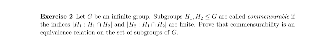 Solved Exercise 2 ﻿Let G ﻿be an infinite group. Subgroups | Chegg.com