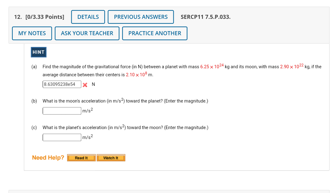Solved 12. [0/3.33 Points] DETAILS PREVIOUS ANSWERS SERCP11 | Chegg.com