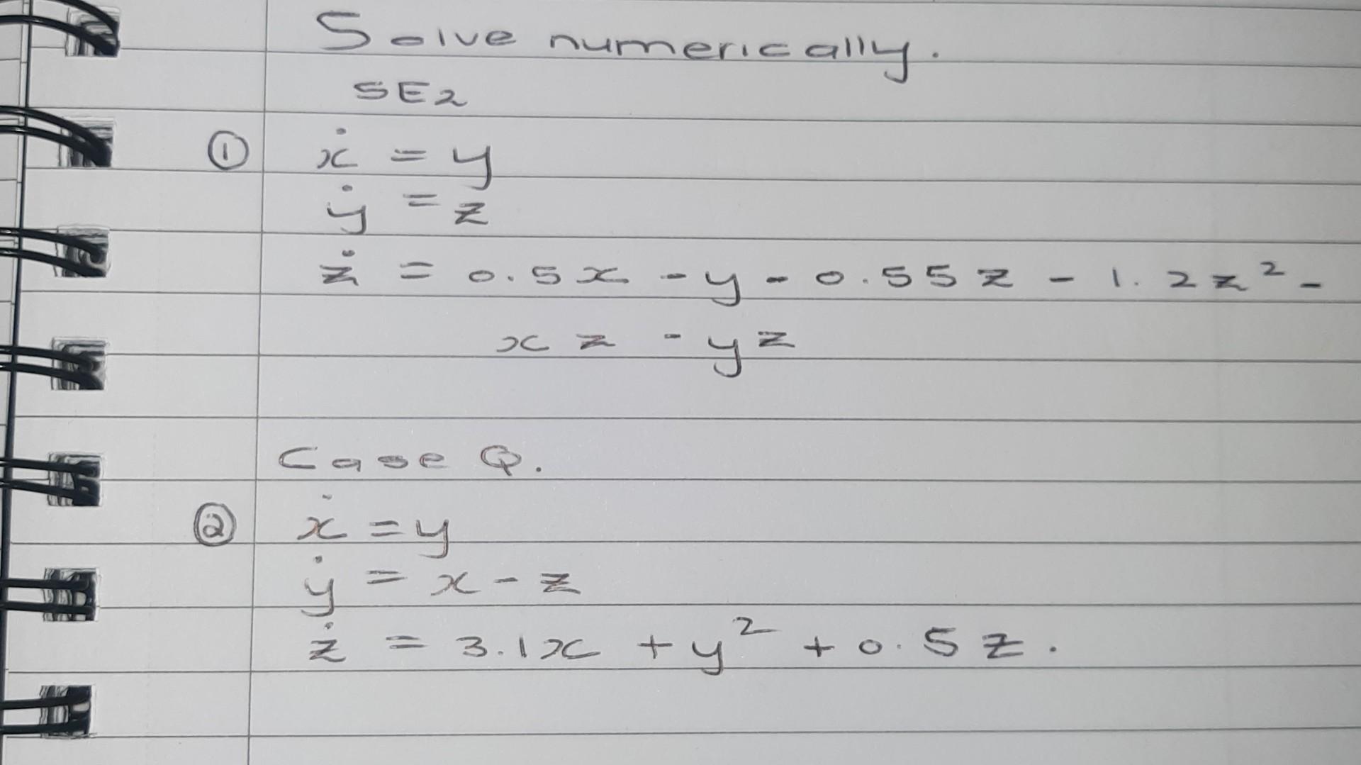 Solve numerically. SE (1) x˙=y | Chegg.com