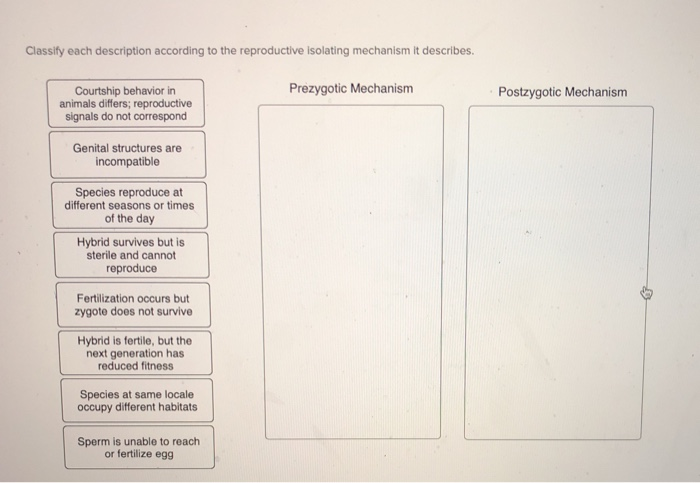 Solved Classify each description according to the | Chegg.com