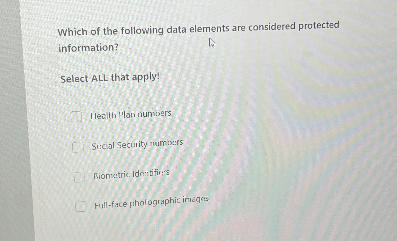Solved Which of the following data elements are considered | Chegg.com