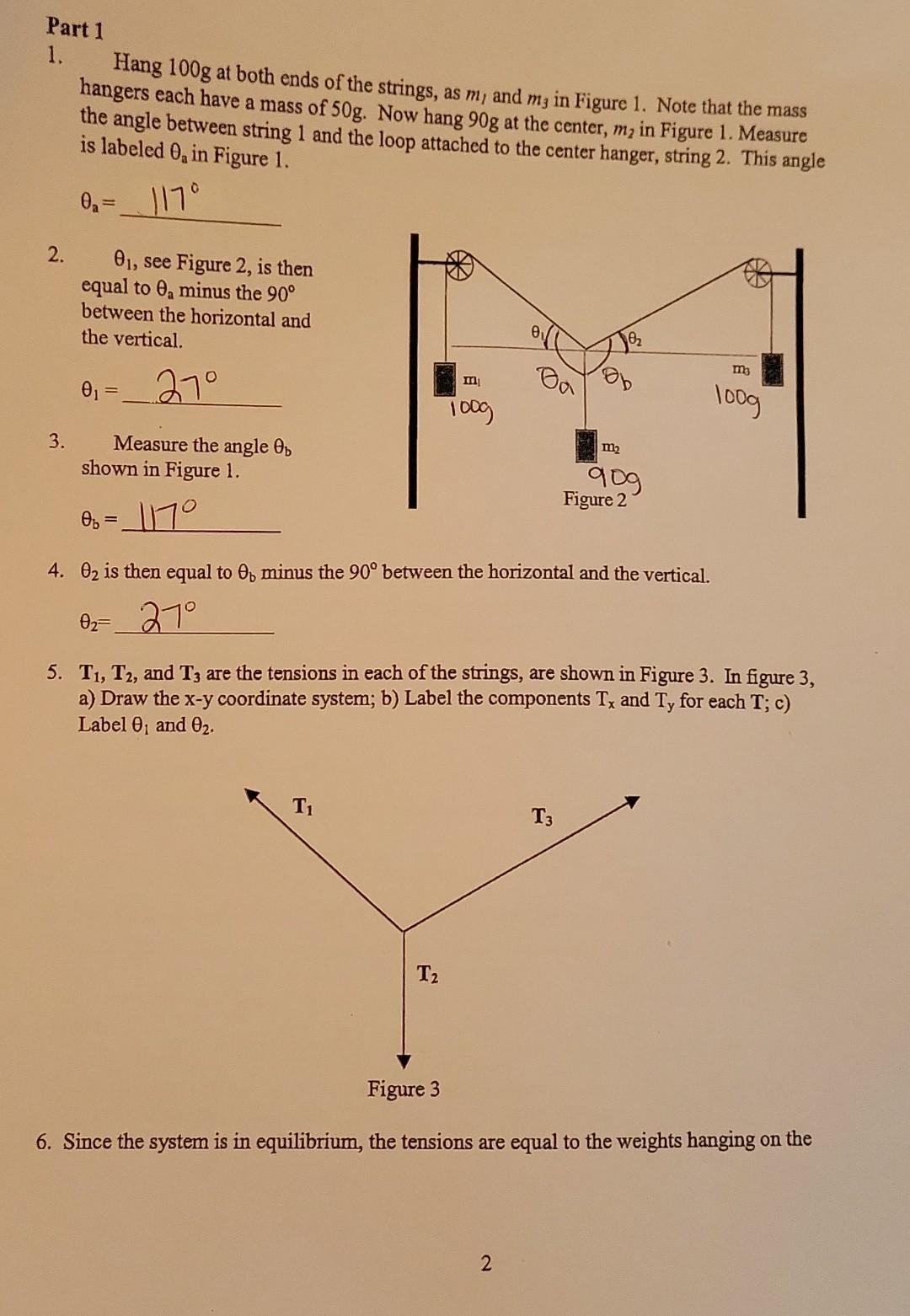 Solved Static Equilibrium EXPERIMENT Masses attached to a | Chegg.com