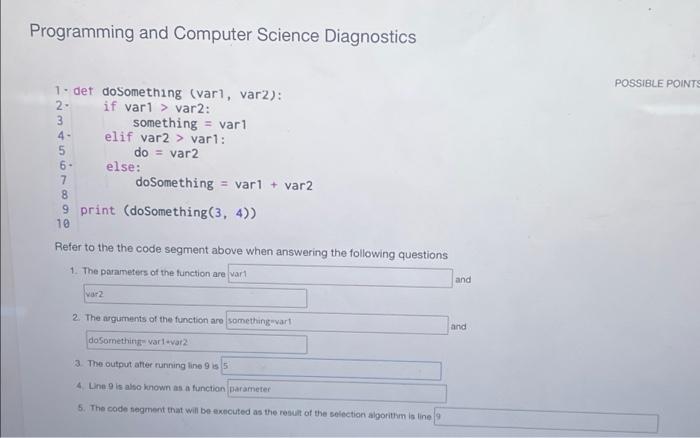 Solved Programming and Computer Science Diagnostics 1- det | Chegg.com