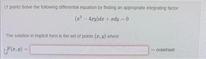Solved (1 point) Solve the following differential equation | Chegg.com