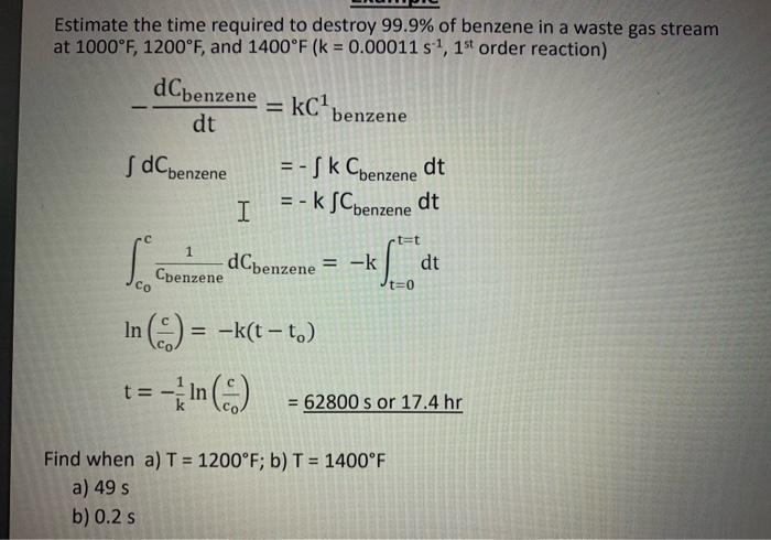 Solved Estimate the time required to destroy 99.9% of | Chegg.com