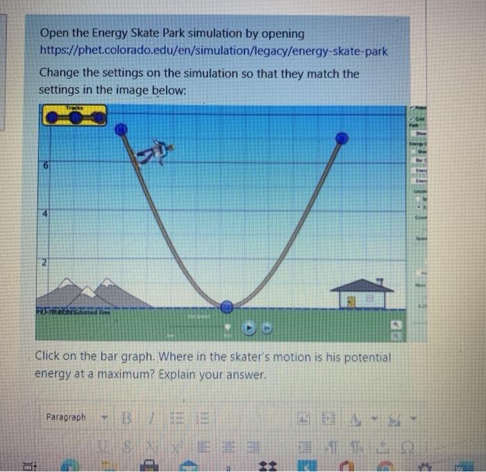 Solved Open the Energy Skate Park simulation by opening | Chegg.com