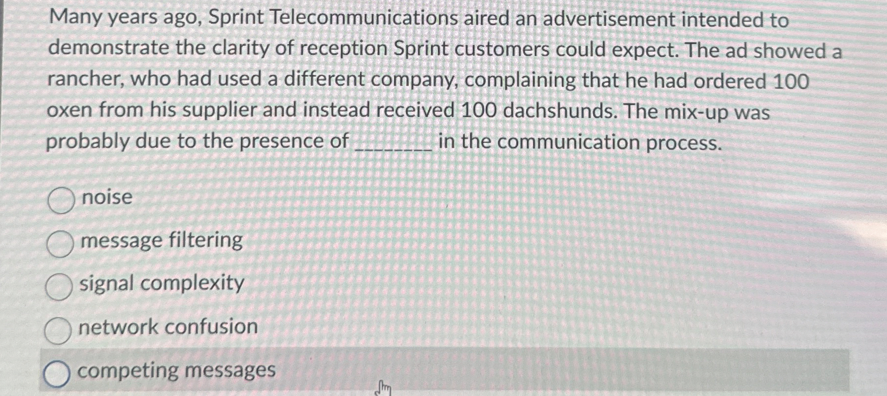 Solved Many years ago, Sprint Telecommunications aired an | Chegg.com