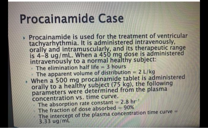 Solved Procainamide Case Procainamide is used for the | Chegg.com