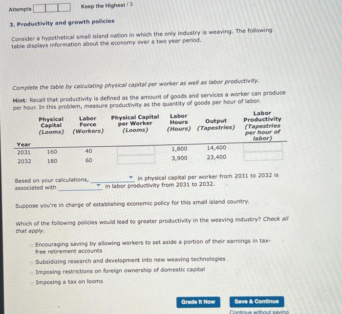 Solved 3. Productivity and growth policies Consider a | Chegg.com