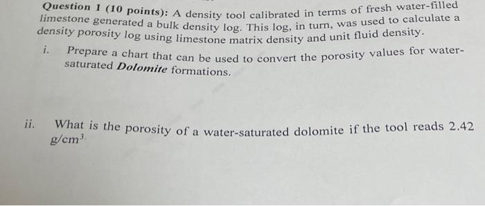 Solved Question 1 (10 points): A density tool calibrated in | Chegg.com