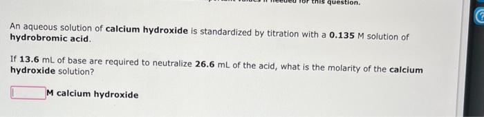 Solved An aqueous solution of calcium hydroxide is | Chegg.com