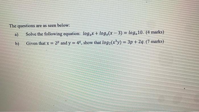 Solved The questions are as seen below: a) Solve the | Chegg.com