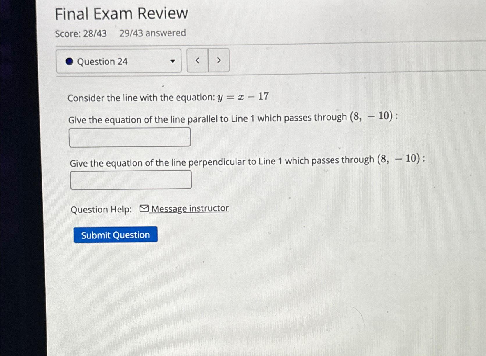 Solved Final Exam ReviewScore: 2843,2943 ﻿answeredConsider | Chegg.com