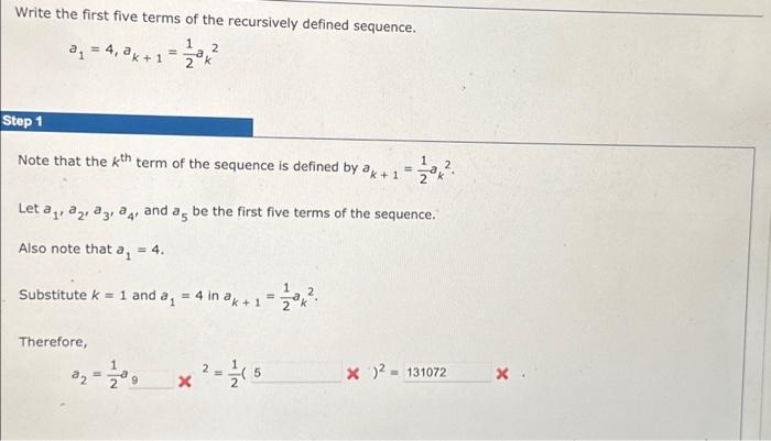Solved Write the first five terms of the recursively defined | Chegg.com