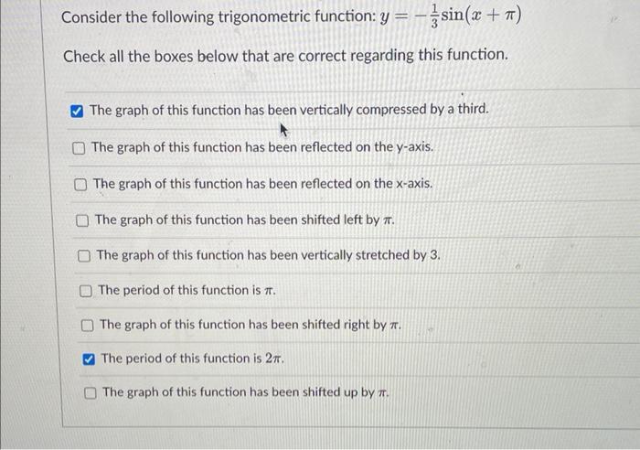 Solved Consider the following trigonometric function: | Chegg.com