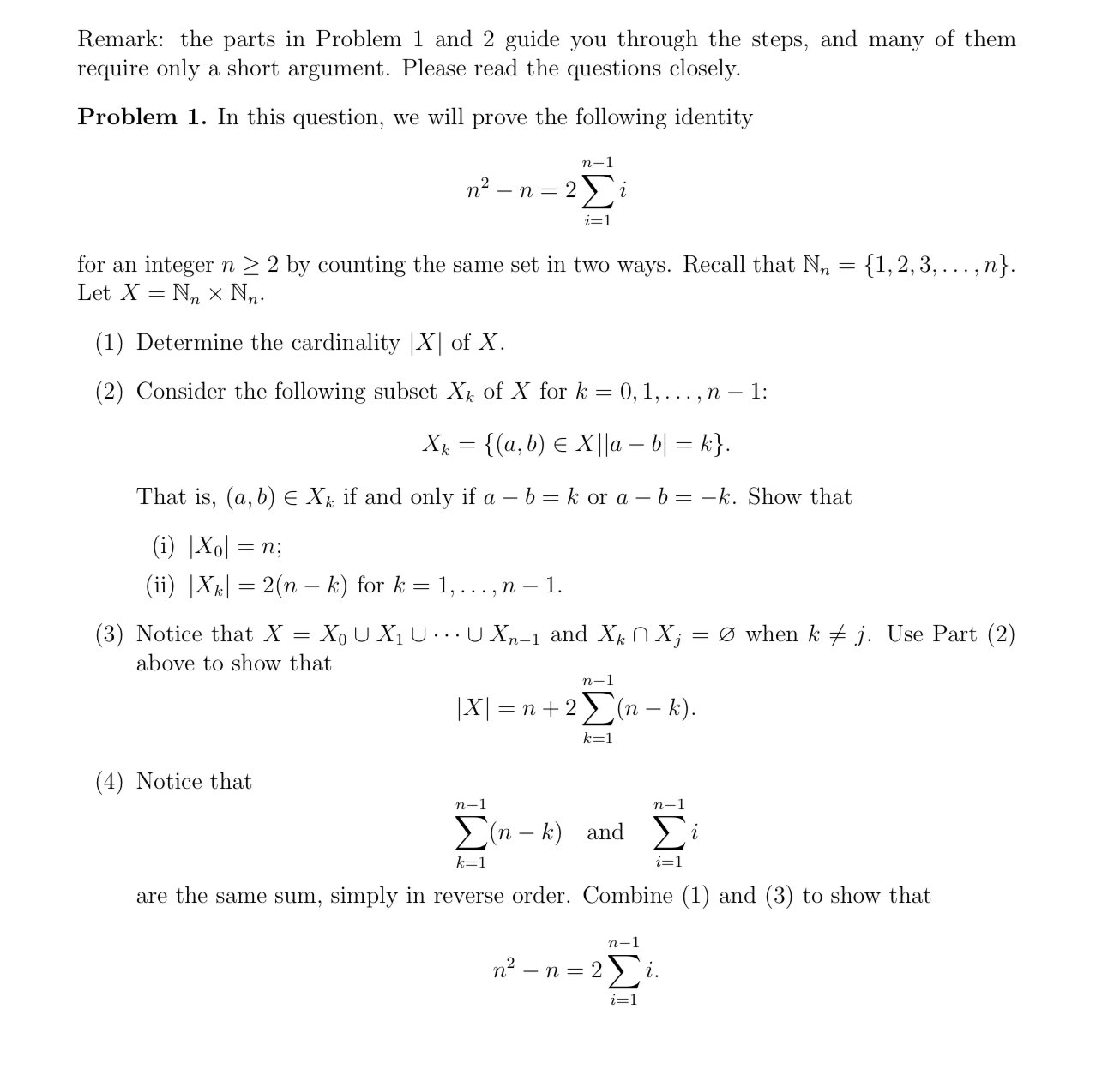 Solved Remark: the parts in Problem 1 ﻿and 2 ﻿guide you | Chegg.com