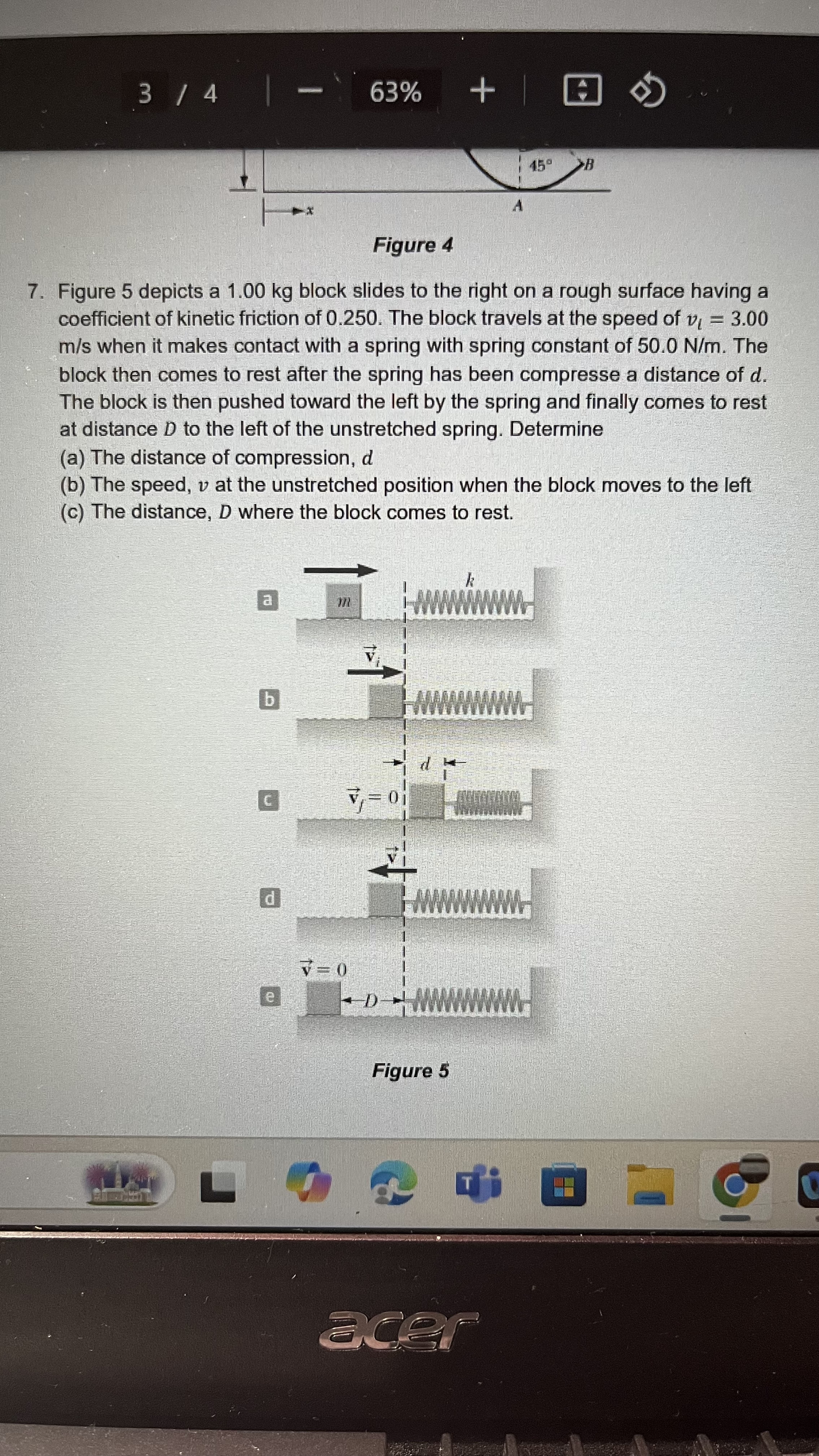 Solved Figure 47. ﻿Figure 5 ﻿depicts a 1.00 ﻿kg block slides | Chegg.com