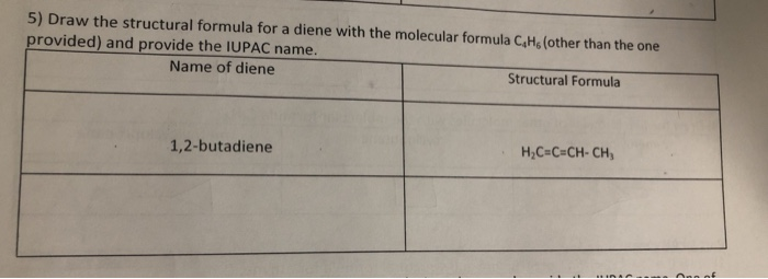 Solved 5) Draw the structural formula for a diene with the | Chegg.com