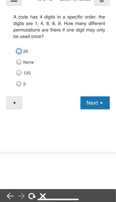 Solved — A code has 4 digits in a specific order, the digits | Chegg.com
