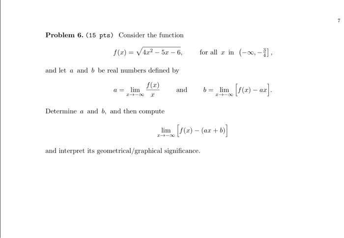 Solved Problem 6. (15 pts) Consider the function | Chegg.com