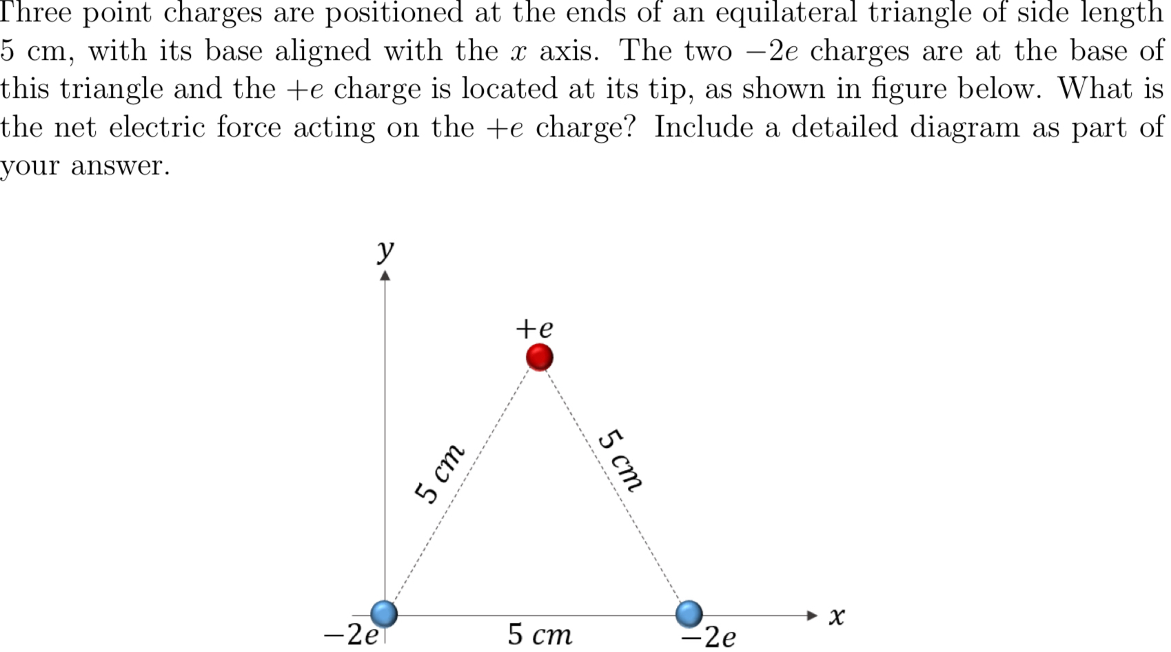 Solved Chree point charges are positioned at the ends of an | Chegg.com