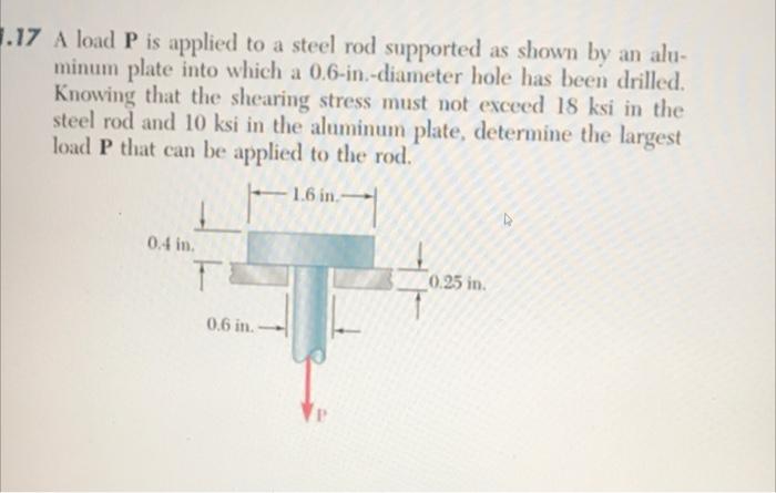 Solved a 1.17 A load P is applied to a steel rod supported | Chegg.com