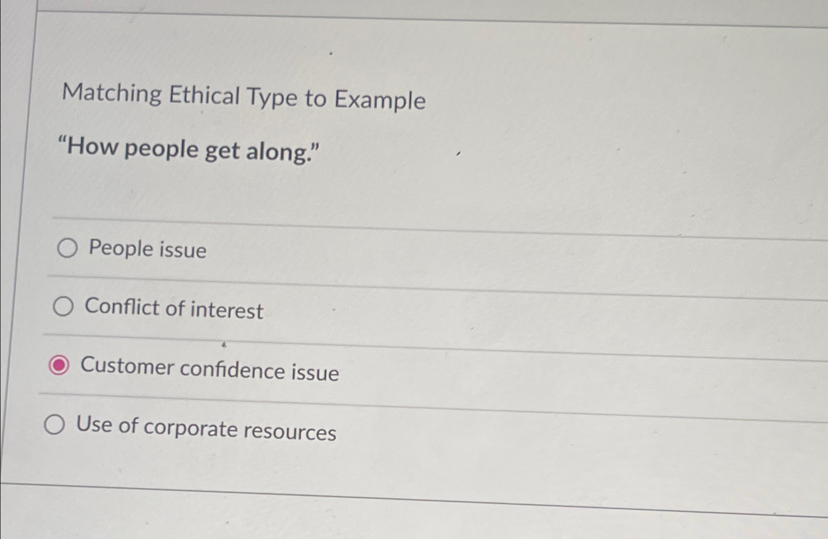 Solved Matching Ethical Type to Example"How people get | Chegg.com
