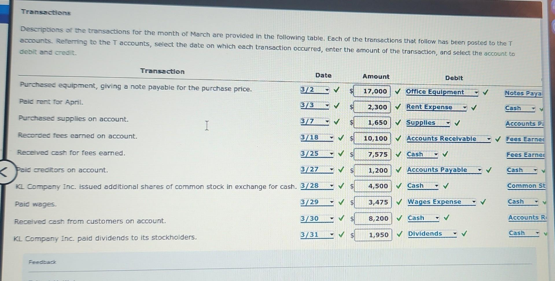Solved Mastery Problem: Analyzing Transactions KL Company | Chegg.com