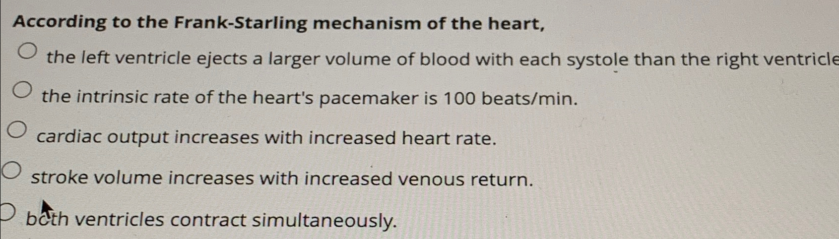 Solved According to the Frank-Starling mechanism of the | Chegg.com