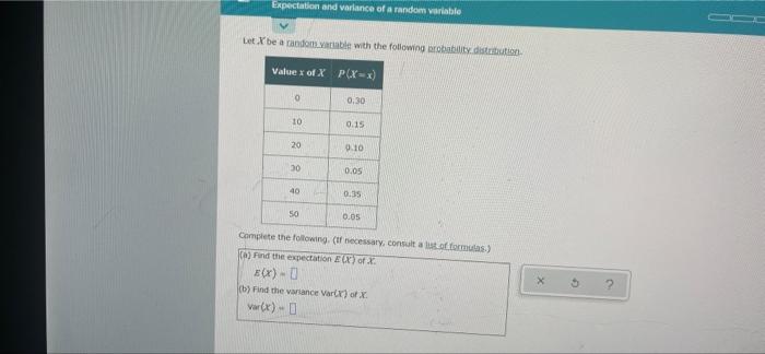 Solved Expectation and variance of a random variable Let X | Chegg.com