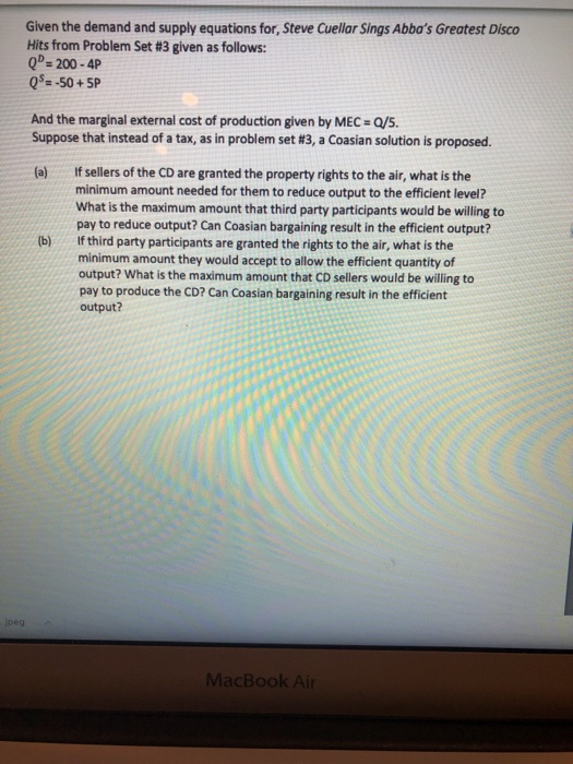 Solved Given the demand and supply equations for, Steve | Chegg.com