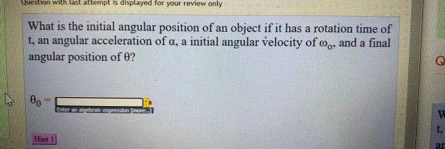 Solved Question with last attempt is displayed for your | Chegg.com