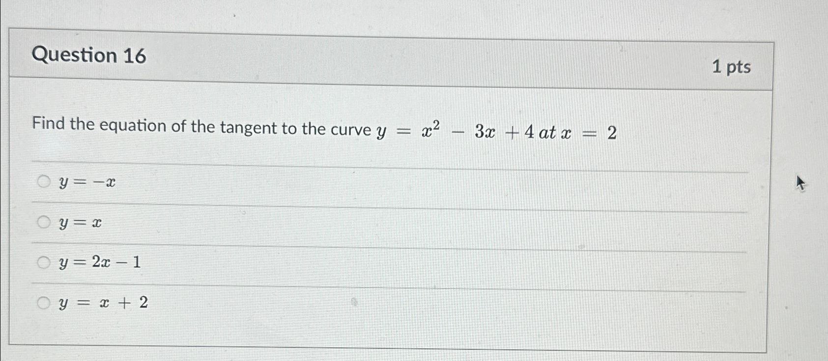 Solved Question 161 ﻿ptsFind the equation of the tangent to | Chegg.com