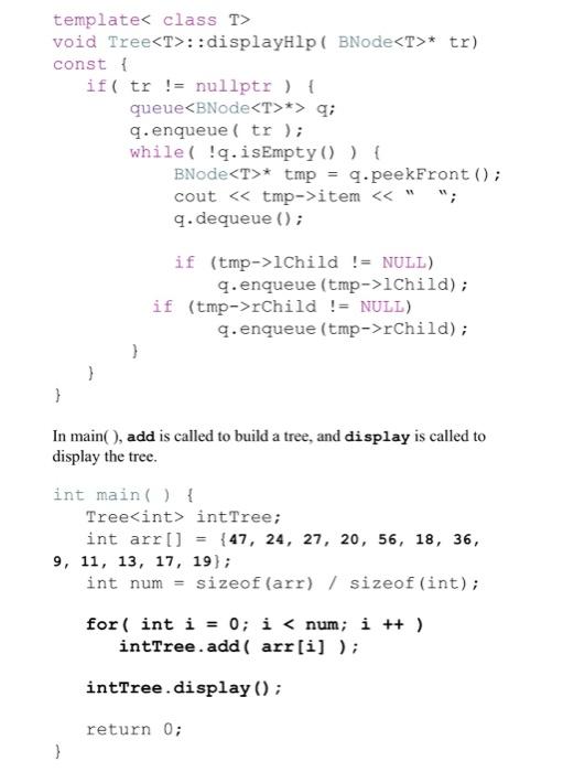 Solved 04 Binary tree and code-tracing (15 pts) Given | Chegg.com