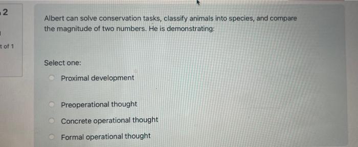 Solved Albert can solve conservation tasks, classify animals | Chegg.com