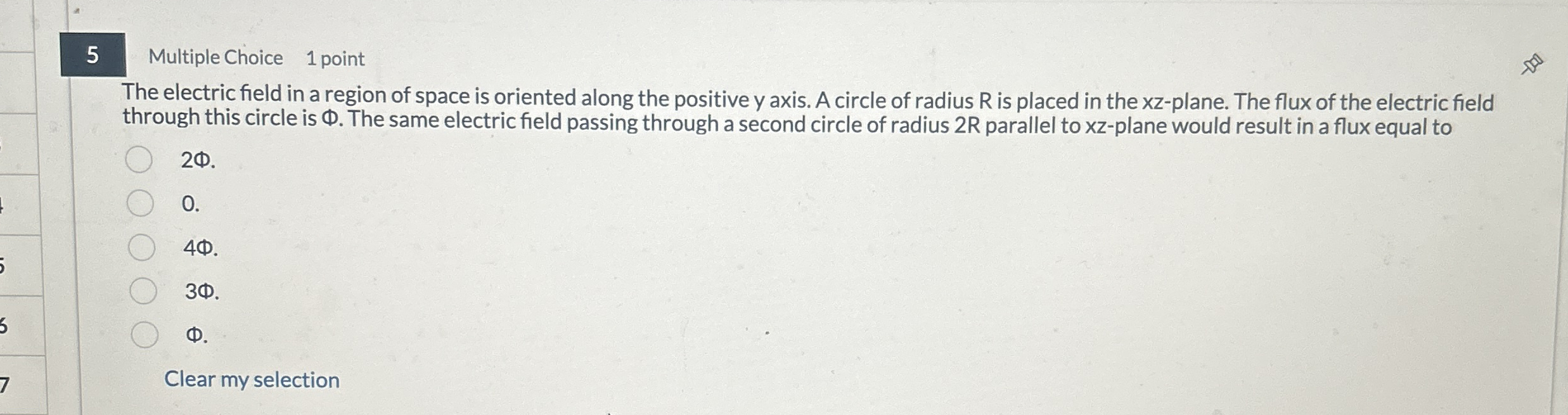 Solved 5Multiple Choice1 ﻿pointThe electric field in a | Chegg.com