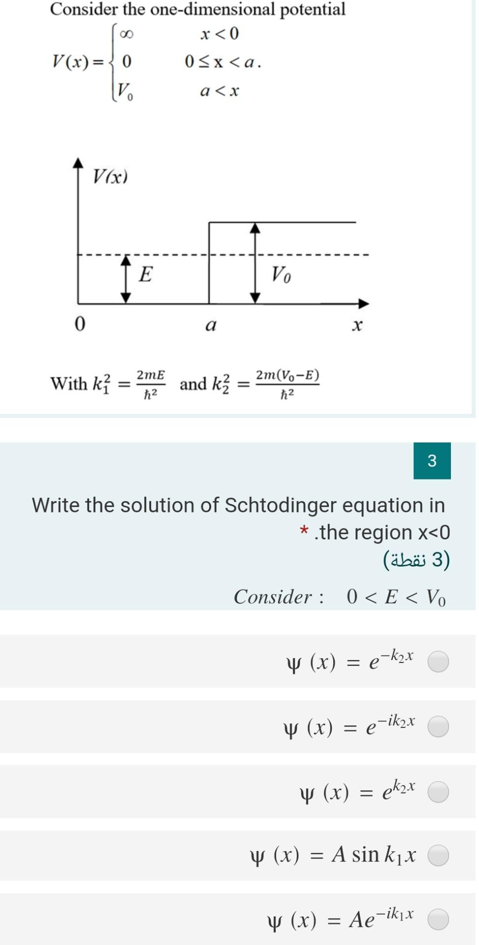 Solved Consider the one-dimensional potential x