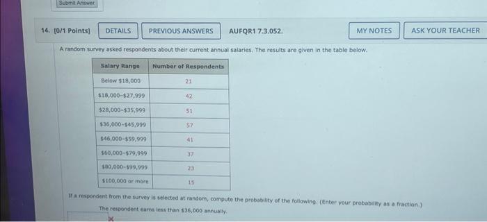 Solved Submit Answer 14. [0/1 Points] DETAILS | Chegg.com