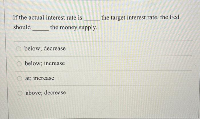 Solved If the actual interest rate is the target interest | Chegg.com
