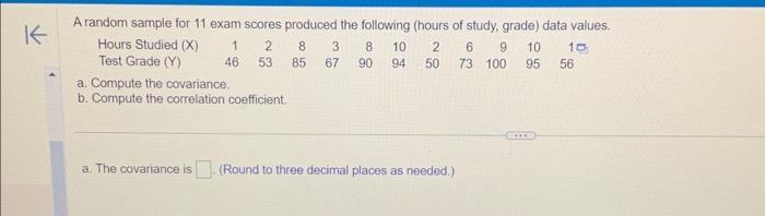 Solved a. Compute the covariance. b. Compute the correlation | Chegg.com