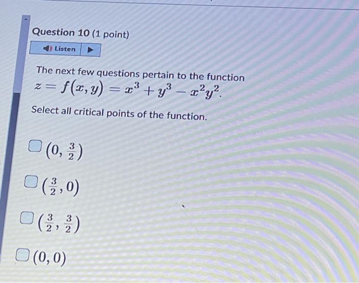 Solved The next few questions pertain to the function | Chegg.com