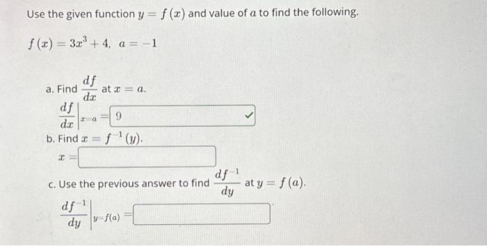 Solved Use the given function y = f (x) and value of a to | Chegg.com