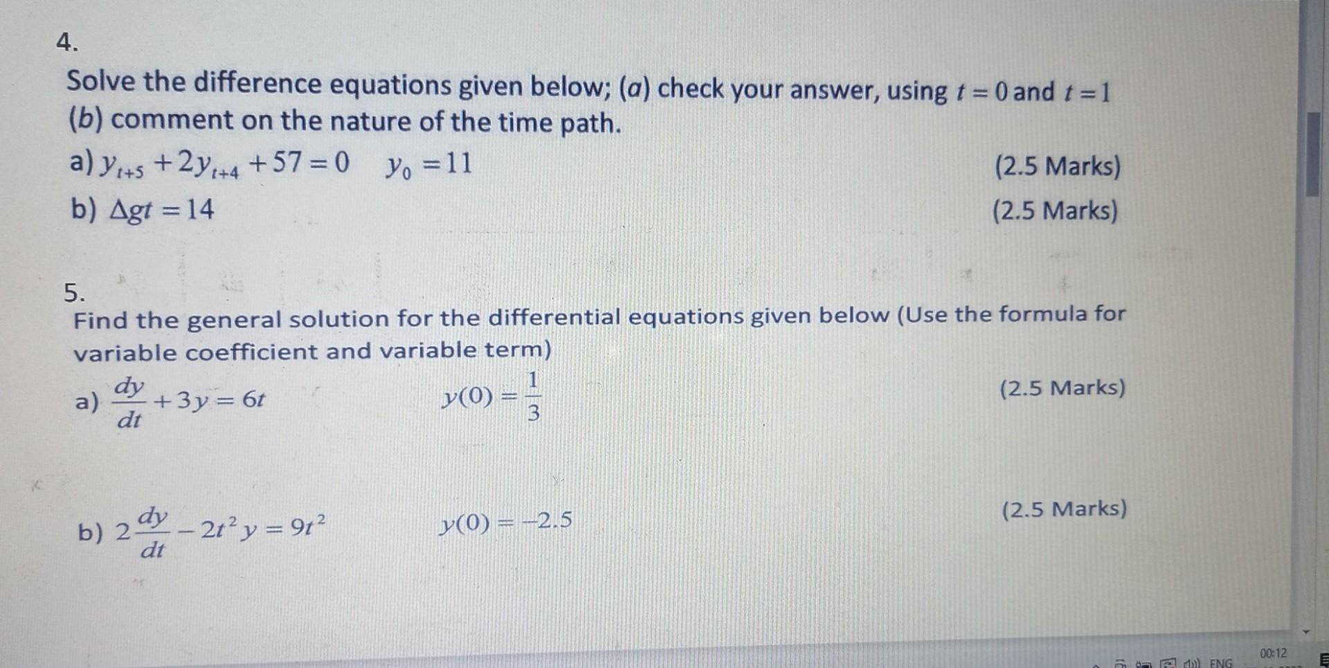 Solved 4. Solve the difference equations given below; (a) | Chegg.com
