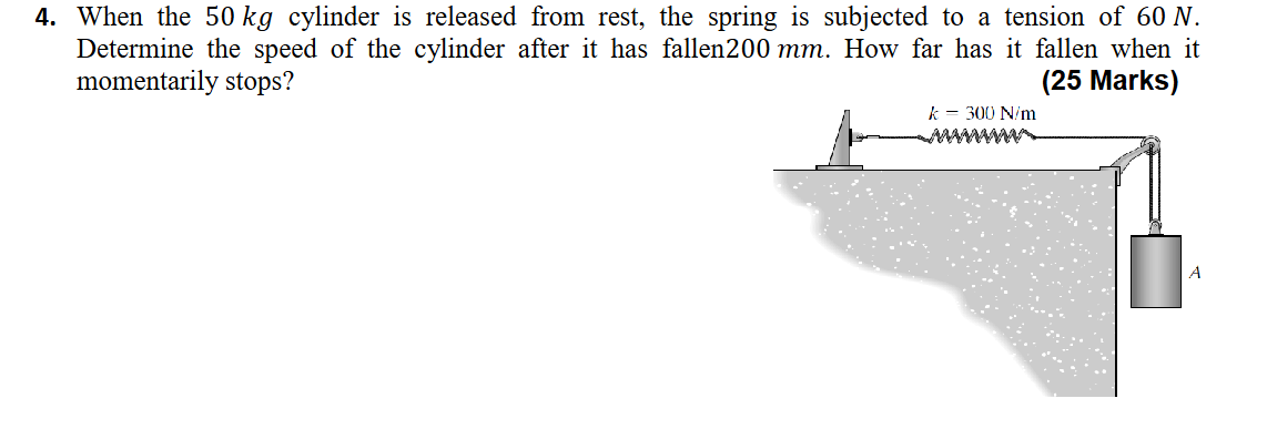 Solved 4. ﻿When the 50 ﻿kg cylinder is released from rest, | Chegg.com