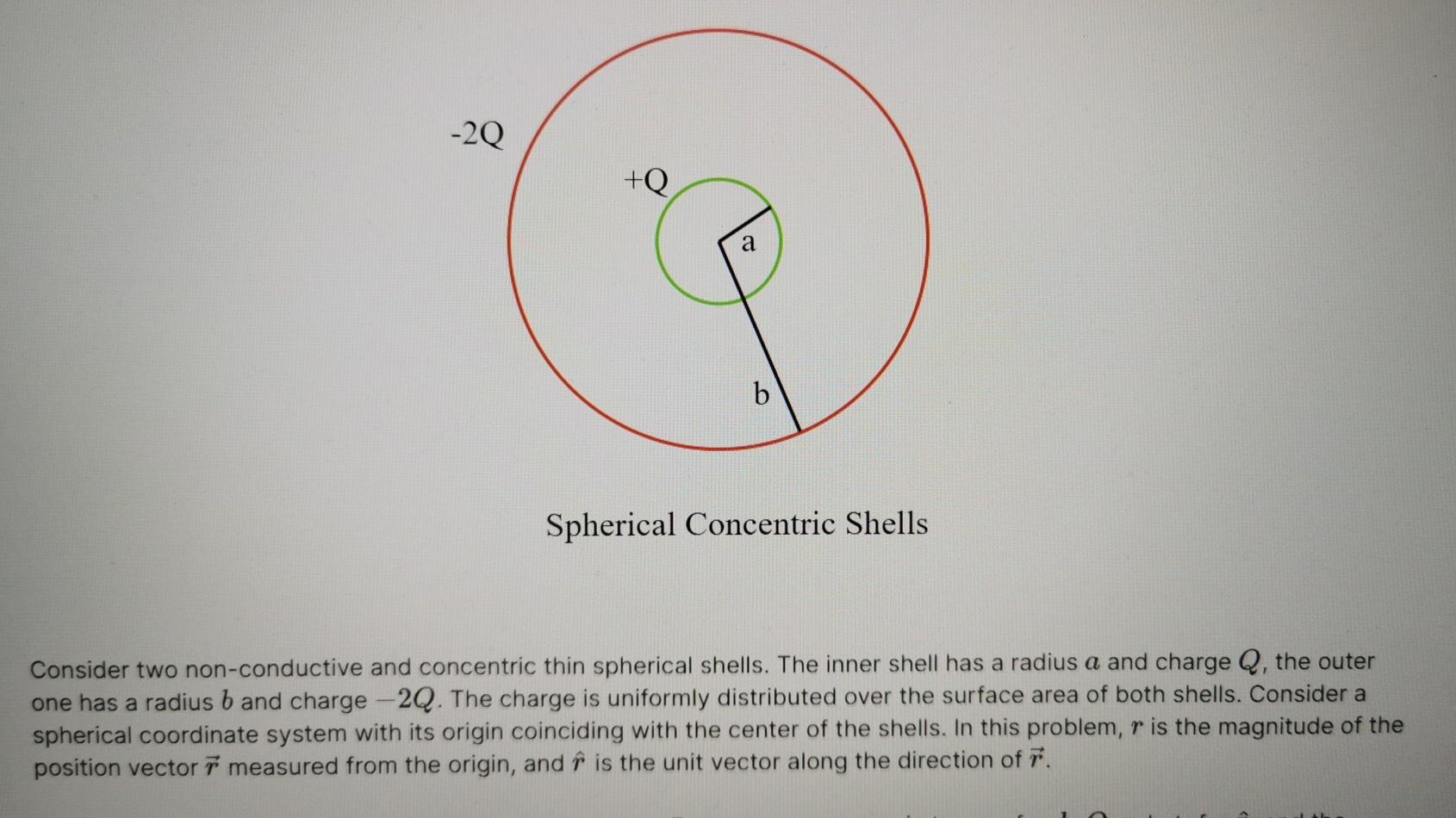 Solved -20 +Q a b Spherical Concentric Shells Consider two | Chegg.com